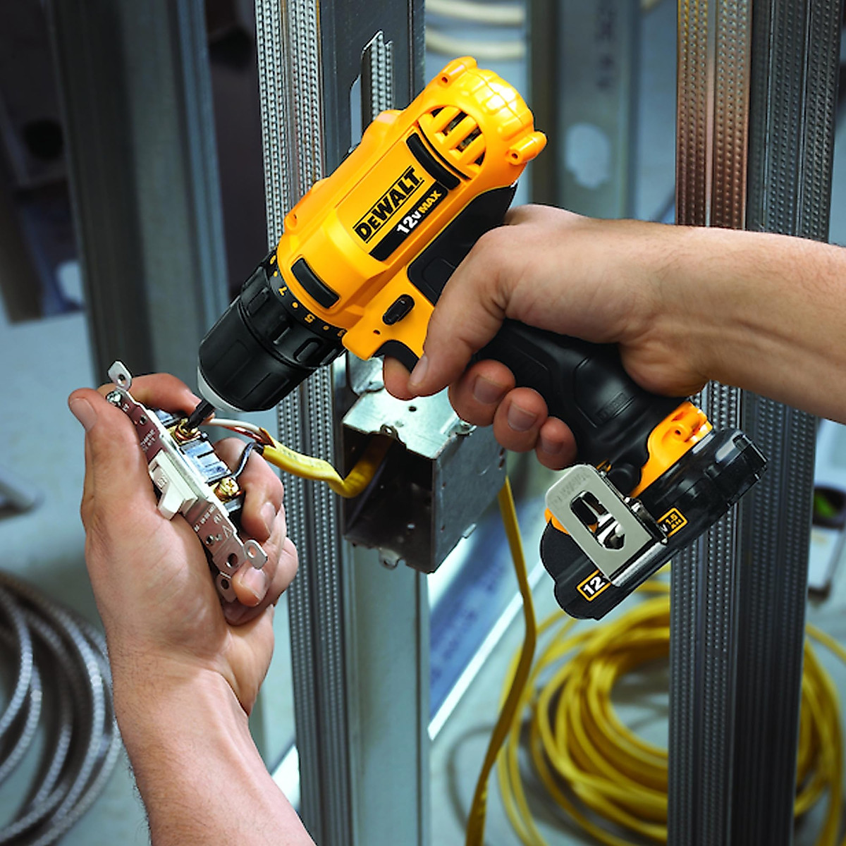 DeWalt 12V MAX 2 Tool Cordless Driver and Drill Hand Tool Set Combo Kit with Drill Bit Set, 45 Piece Screwdriver Set, and Battery Power Pack
