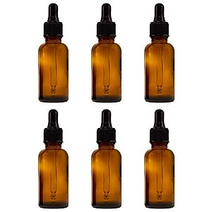 Greenhealth - Pack of 6-2oz Amber Glass Bottles with Round Tip Glass Dropper