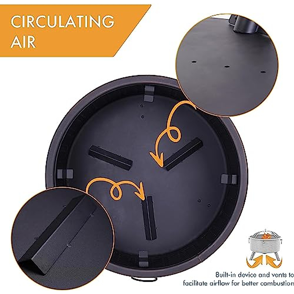 Multifunctional Fire Pit Table 26in Round Metal Firepit Stove Backyard Patio Garden Fireplace for BBQ, Camping, Outdoor Heating, Bonfire, Picnic