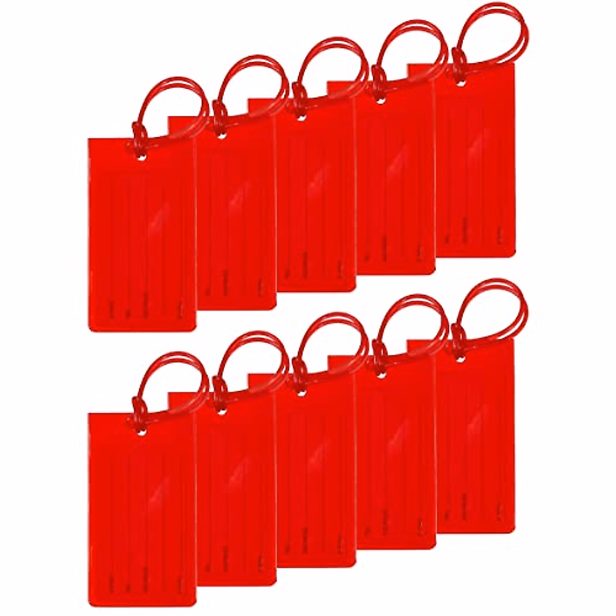 Sodsay 10 Pack Luggage Tags Suitcases Plastic Travel Bag & Baggage ID Label Tags Travel Essentials (Deep Red)