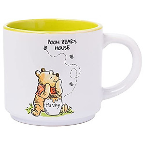 Silver Buffalo Winnie the Pooh 100 Acre Wood Destination 4-Pack Ceramic Mug Stack, 10-Ounces