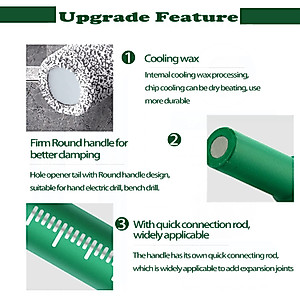 Mgtgbao 6PCS Green Ceramic Tile Drill bit, Dry Diamond Drill Bits Set for Many Hard Materials Granite Marble Tile Ceramic Stone Glass (NOT for Wood) Round Shank with Size 1/4~9/16 inch.