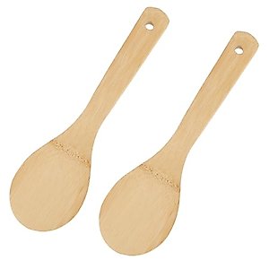 2PCS Rice Paddle Spoon Bamboo, Bamboo Rice Scoops, Non-stick Rice Spoon Paddle Rice, Rice Cooker Spoon for Kitchen(9.05 Inch)