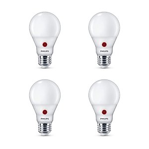 Philips LED Frosted Dusk-To-Dawn Flicker-Free A19 Light Bulb, Non-Dimmable, 800 Lumen, Soft White Light (2700K), 8.8W=60W, E26 Base, Title 20 Certified, 4-Pack