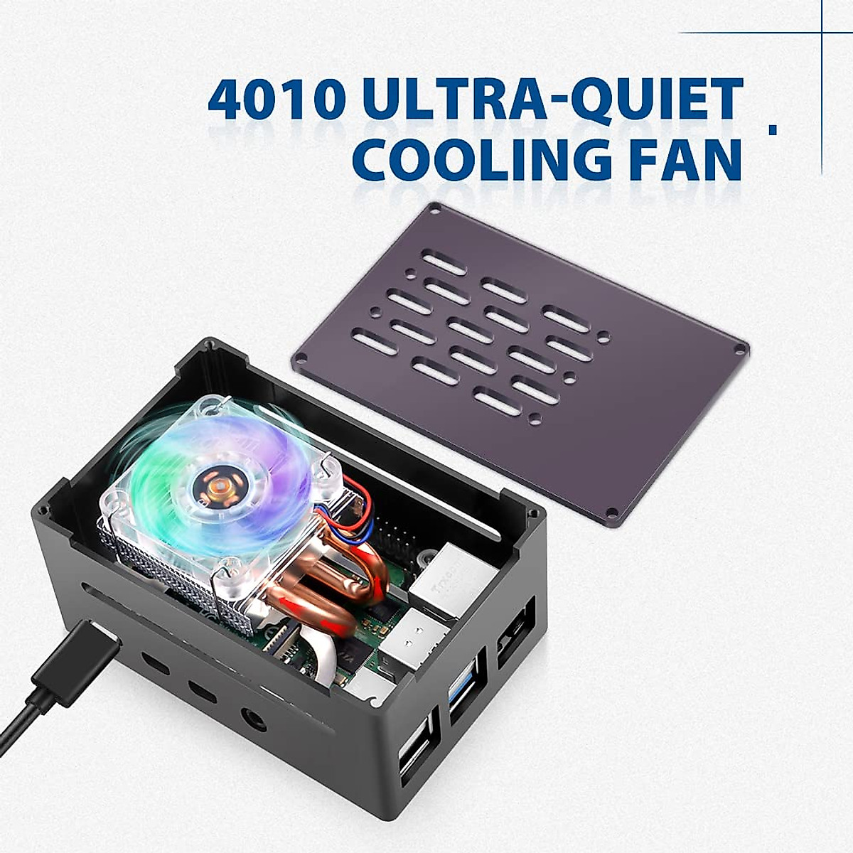 GeeekPi Aluminum Case with ICE Tower Cooler for Raspberry Pi 4, Pi 4 PWM Cooling Fan with Aluminum Heatsink for Raspberry Pi 4 Model B Only