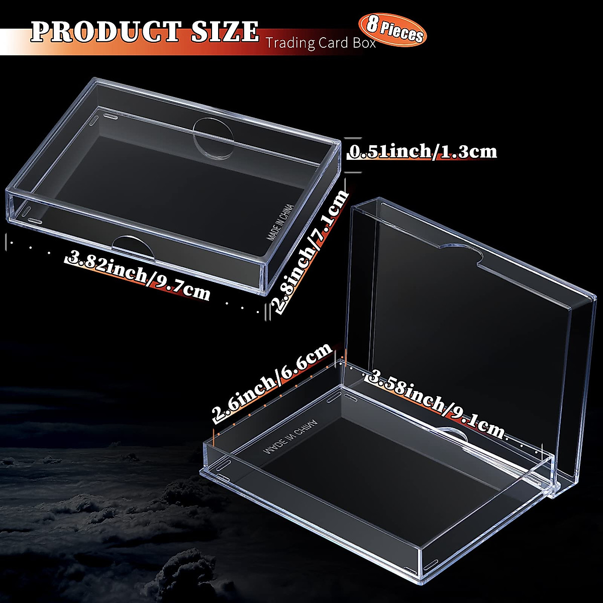 Gersoniel 8 Pcs Baseball Card Case Trading Card Protector 35 Trading Card Capacity Hinged Box Holder Case for Football Plastic Sports Card Case Trading Cards Card Storage and Display, Holds 280 Cards