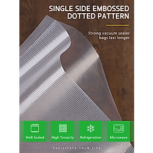 Syntus Vacuum Sealer Bags, 6 Pack 3 Rolls 11" x 20' and 3 Rolls 8" x 20' Commercial Grade Bag Rolls, Food Vac Bags for Storage, Meal Prep or Sous Vide