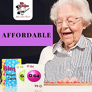 MR CHIPS Jam-Proof Bingo Cards with Sliding Windows 50 Pack Plus Deck of Calling Card