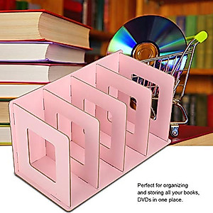 Fdit Wooden Desktop Bookshelf Rack Storage Shelf Bookcase for Home School Office Organizer(Light Pink)