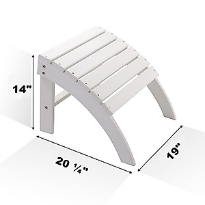 Psilvam Adirondack Ottoman, Adirondack Footstool for Adirondack Chair Weather Resistant Foot Rest for Outdoor Porch, Yard, Garden（White）