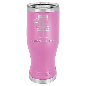 LaserGram 14oz Vacuum Insulated Pilsner Mug, Disc Golf, Personalized Engraving Included (Light Purple)