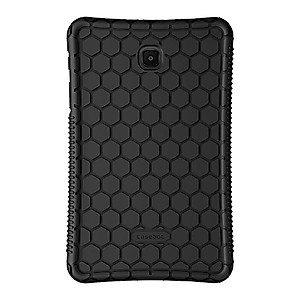 Fintie Silicone Case for Samsung Galaxy Tab A 8.0 2018 Model SM-T387, [Honey Comb Series] [Kids Friendly] Light Weight Shock Proof Protective Cover, Black