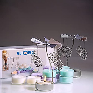 Tea Lights Candles Holders - Scented Tea Lights Candles Silver DIY Spinning Tealight Candle Holder &amp;12pcs Scented Tealight Candles Decorative Christmas Wedding Candles Sets for Home Decor