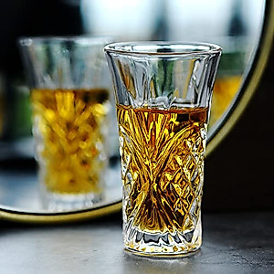 HOMEYUT Shot Glasses, 2oz Super Cute Ornate Shot Glasses Set of 6/Fancy Shot Glasses/Heavy Base Shot Glass Set/Tequila Shot