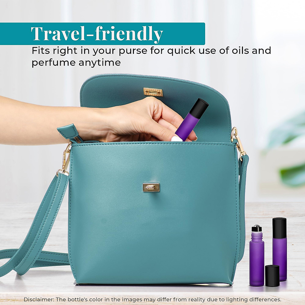 Your Oil Tools 10 Pack Essential Oil Roller Bottles, 10ml Empty Purple Frosted Glass Roll-on with Leak Guard Stainless Steel Roller Balls & Black Caps for oils and perfume