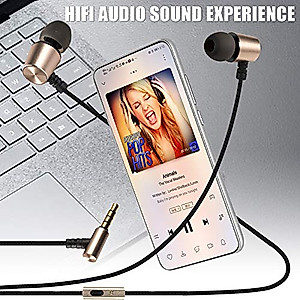 EXMAX S3 3.5mm Wired Earbuds In Ear Headphones With Microphone Powerful Deep Bass HiFi Stereo Crystal Clear Sound Metal Housing Noise Isolating Magnetic Ergonomic Comfort-Fit Gaming Earphones - Golden