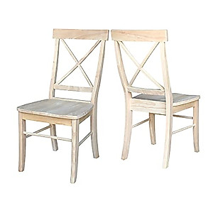 International Concepts Pair of X-Back Dining Chairs, Unfinished Wood