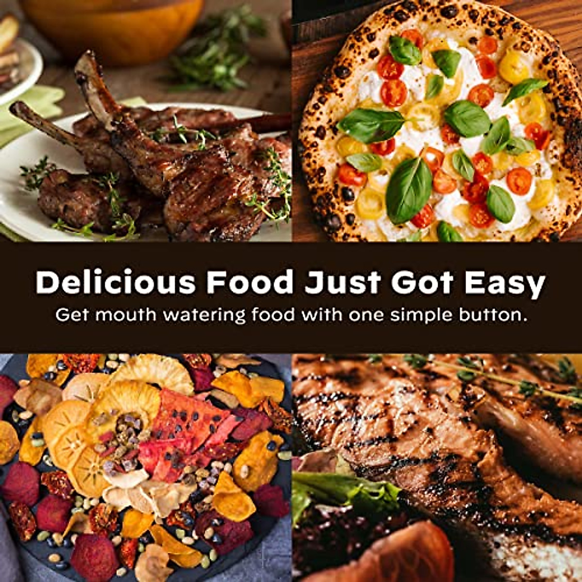 Silonn Air Fryer Oven 16QT 21-in-1 Smart Air Fryer Toaster Oven Combo Digital Countertop Natural Convection Roast Bake Dehydrate and Reheat 1600W Stainless Steel, Black, 17.3"L x 14.76"W x 16.34"H