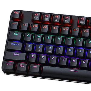 E-YOOSO Mechanical Keyboard LED Backlit Gaming Keyboard with Blue Switches, Compact 87 Key Ultra Slim Wired Keyboard for Desktop/PC/Laptop/Mac/Smart TV and Windows 10/8/ 7 (Red Switch)