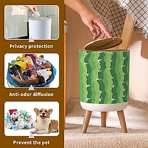 Trash Can with Lid cactus pattern texture mexican saguaro tile plant seamless close up Garbage Can Round Waste Bin Press Cover Dog Proof Wastebasket for Kitchen Bathroom Living Room Nursery 1.8gal