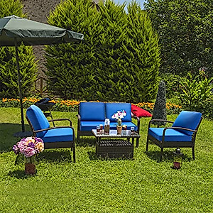 JMGBird Outdoor Seat/Back Chair Cushion Tufted Pillow, Indoor Deep Seat Chair Cushion Set 22"x22"