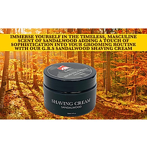 G.B.S Sandalwood Shaving Cream for Sensitive Skin, Hydrates, Nourishes for Close Smooth Shave, Protects Skin from Cuts, Bumps, Redness and Irritation Pack of 1