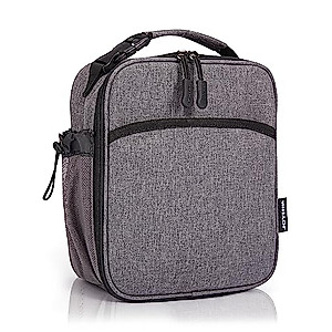JOYHILL Kids Lunch Box, Insulated Lunch Bag for Teen Girl Boy, Lunch Boxes for Kids with Water Bottle Holder for School, Cute Lunchbox Kawaii Small Lunch Tote Toddler Grey