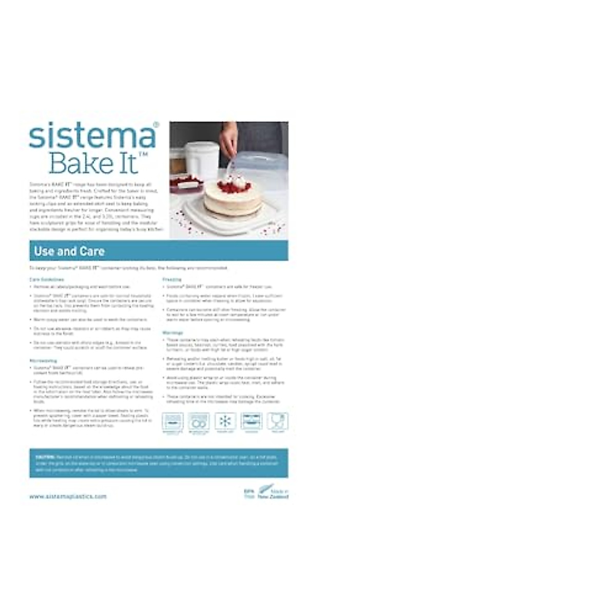 Sistema Flour and Sugar Storage Containers for Pantry with Lids and Measuring Cup, Dishwasher Safe, 10.2-Cup, White