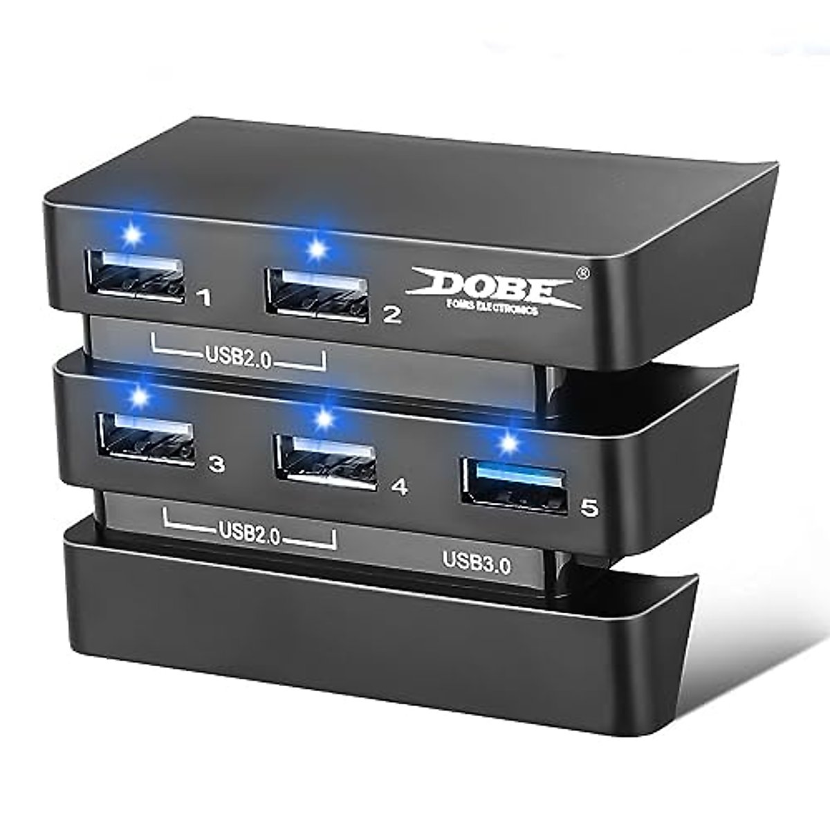 Linkstyle USB Hub for PS4 Pro, 5-Port USB 3.0 Hub Extension Adapter Splitter with LED Indicator for PlayStation 4 Pro, Black