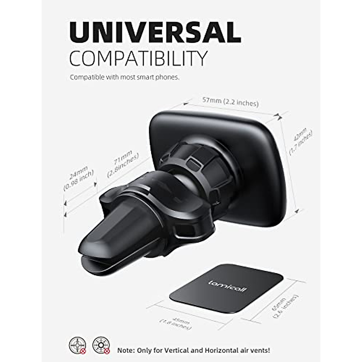 Lamicall Magnetic Phone Holder for Car, [6 Strong Magnets] Car Phone Holder Mount, Cell Phone Holder for Car, iPhone Car Holder Compatible with All Smartphone