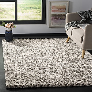 SAFAVIEH Hudson Shag Collection Area Rug - 9' x 12', Ivory & Grey, Chevron Design, Non-Shedding & Easy Care, 2-inch Thick Ideal for High Traffic Areas in Living Room, Bedroom (SGH330A)