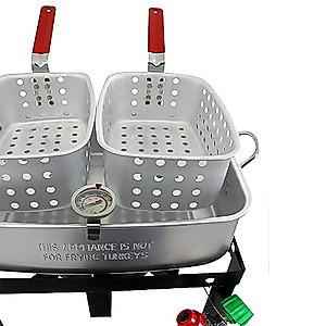 Chard Double Basket Outdoor Fish and Wing fryer, 18 quart, Black