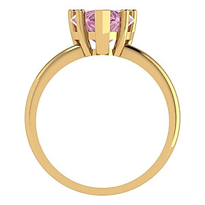 Clara Pucci 2.0 ct Heart Cut Solitaire Pink Simulated Diamond 5-Prong Engagement Bridal Promise Anniversary Ring 18K Yellow Gold 3.5