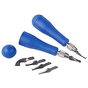 Falling in Art Block Cutters- Craft Linoleum Carving Tools with 6 Type Blades and 2 Plastic Storage Handles