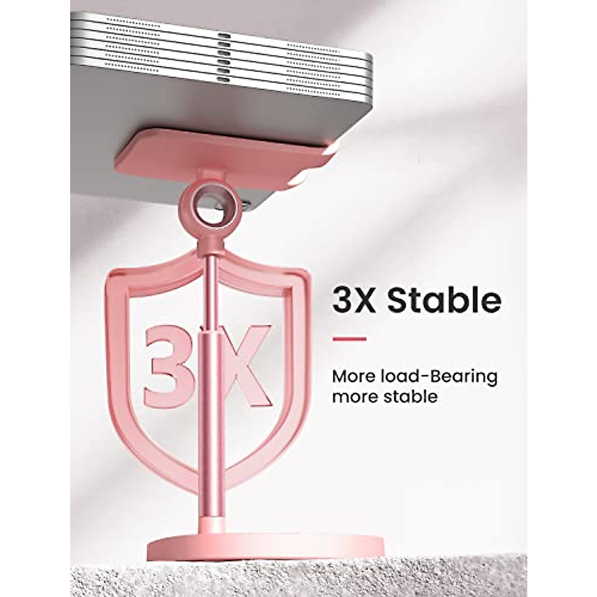 LISEN Pink Kitchen Accessories Kawaii Cell Phone Stand for iPhone & Desk Taller and More Photogenic Than Phone Dock Free Your Neck Height Angle Adjustable iPhone Holder Stand Things