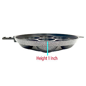 DBY Appam Pan Non Stick Appam Patra Aluminium Appachatty Paniyaram Pan 7 Cavity Paniyarakkal Patra Egg Pan Maker Appe Pan with Stainless Steel Lid