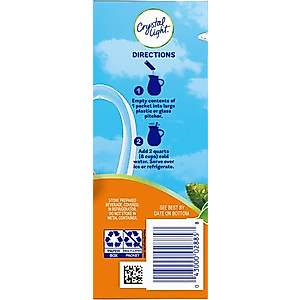 Crystal Light Peach Mango Green Tea Naturally Flavored Powdered Drink Mix, 5 ct Pitcher Packets