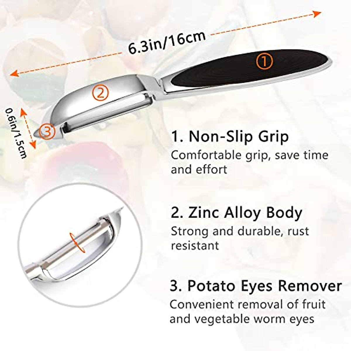 Eirpde Vegetable Peeler for Kitchen, Fruit, Carrot, Veggie, Potatoes Peeler, Y-Shaped and I-Shaped Stainless-Steel Multi-Function Set Peelers, Durable Non-Slip Handle(2-Piece)