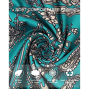 QIANXIZHAN Women's Harem Pants, Hippie Palazzo Pants Boho Joggers Yoga Clothes with Pockets Cyan Flower L