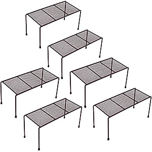 Mesh Kitchen Shelves, Cabinet Organization Mini Storage Shelf Set of 6 (Bronze)