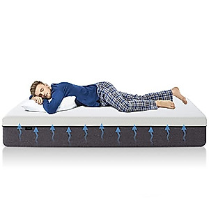 BAENIGHT Gel Memory Foam Mattress ，8 Inch High Rebound Effect Mattress for Relieving Body Pressure，Medium Firm Affordable Bed Mattresses with Replaceable Cover with Zipper (Queen (U.S. Standard))