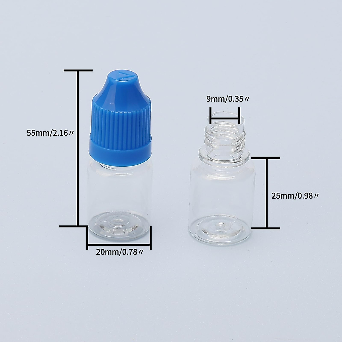 Newzoll 5 ml Empty Plastic Dropper Clear Bottles e-juice E-Liquid Childproof 10PCS Blue Cap