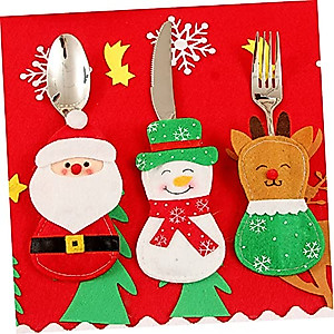 NOLITOY 3 pcs Color Silverware Holders for Holder Dining Fork Table Pocket Holiday Dinner Storage Cover Claus Christmas Elements Decor Festival Supplies Kitchen Spoon Utensil Pockets