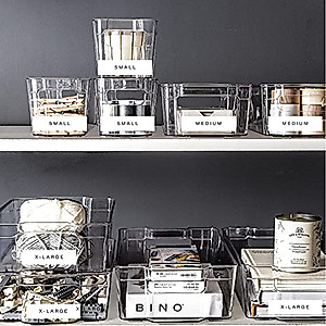 BINO | Stackable Storage Bins, X-Large - 4 Pack | The Stacker Collection | Clear Plastic Storage Bins | Organization and Storage Containers for Pantry & Fridge | Multi-Use Organizer Bins | BPA-Free