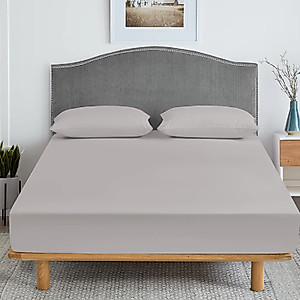 IR Imperial Rooms Fitted Sheet Full - 16 Inch Deep Pocket Fitted Bed Sheets Premium 1800 Soft Microfiber Shrink and Fade Resistant All Around Elastic Full Size Fitted Bottom Sheet Only (Grey)