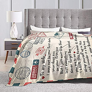 Fleece Blanket Love Letter to My Wife from Husband Ultra-Soft Micro Light Weight Warm Bed Throw Blanket (to My Wife, 80"x60")