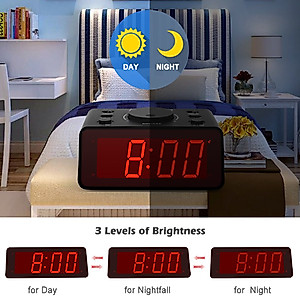 Alarm Clocks for Bedrooms with 3 Adjustable Brightness, Digital Alarm Clock for Heavy Sleepers Adults with Snooze, Digital Clock Large Display for Bedside, Loud Alarm Clock with Battery Power