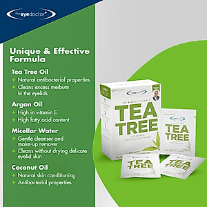 The Eye Doctor Tea Tree Oil Eyelid Wipes x80- - Eyelid Wipes For Blepharitis, MGD, Dry Eye & Demodex - Eyelid Cleanser - Lid Scrub For Eyes - Eyelid Scrub