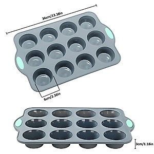 To encounter Silicone Muffin Pan, 2 Pack 12-Cup, Nonstick Baking Cups, BPA Free Cupcake Pan with Metal Reinforced Frame More Strength