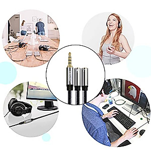 Oluote Headset Splitter Headphone Mic Y Adapter Cable,TRRS Male to 2 TRS Female Microphone and Headphone Cable, Compatible for PS4 Xbox Laptop PC Smartphone etc (9.8FT)